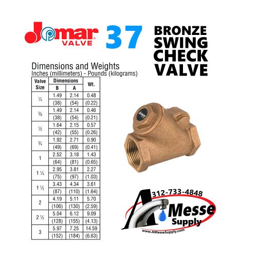 3/8" Swing Check Valve 125 PSI