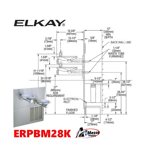 ELKAY ERPBM28K Bi-Level Swirlflo Mechanical Water Cooler